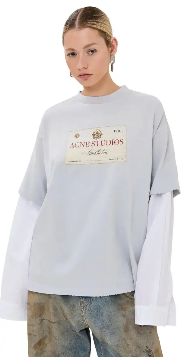 Acne Studios Edra Long-Sleeve T-Shirt - Light Grey | Editorialist